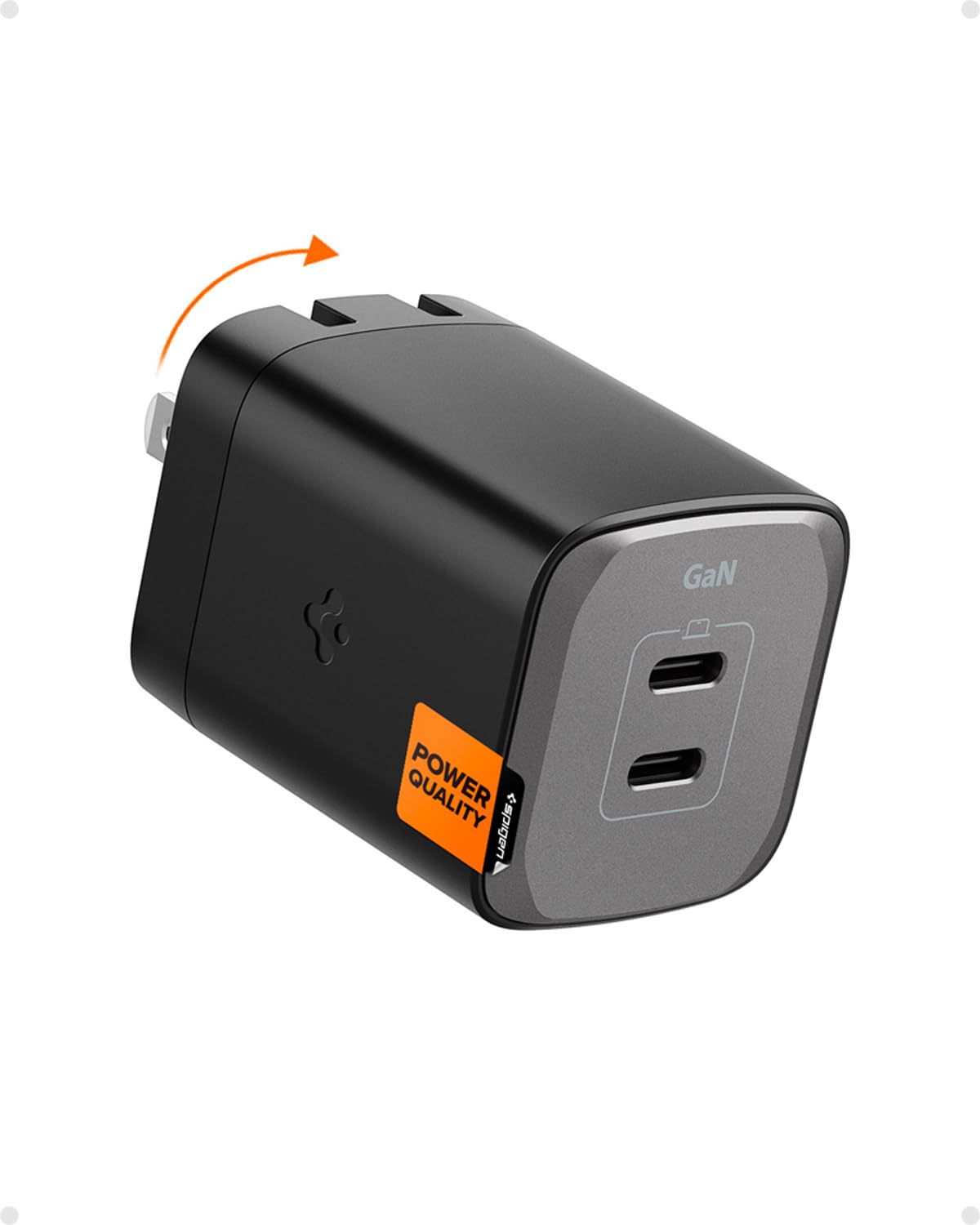 Spigen GaN III 652 65W 2 Ports Compact Foldable Dual USB C Wall Charger ...