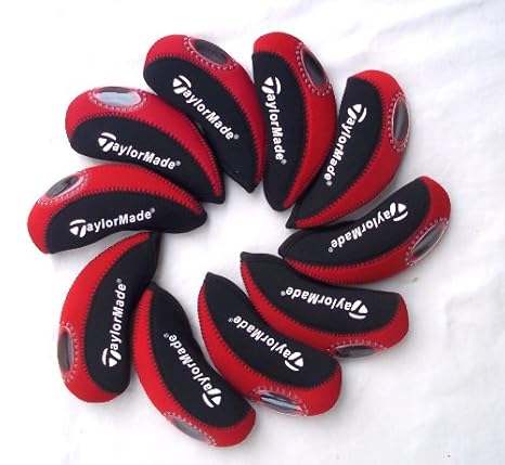 taylormade golf Iron Covers 10pcs/set black/red new model: Amazon.co.uk ...