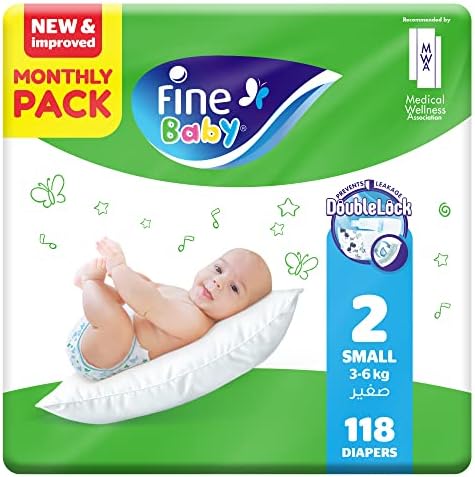 Fine Baby Diapers, Size 2, Small, 3-6 kg, 118 Diaper, Super Saver Packs ...