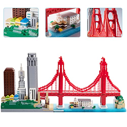 JXRLMB Architecture Skyline Collection San Francisco 4574PCS Micro Mini Blocks Building Set 3D ...