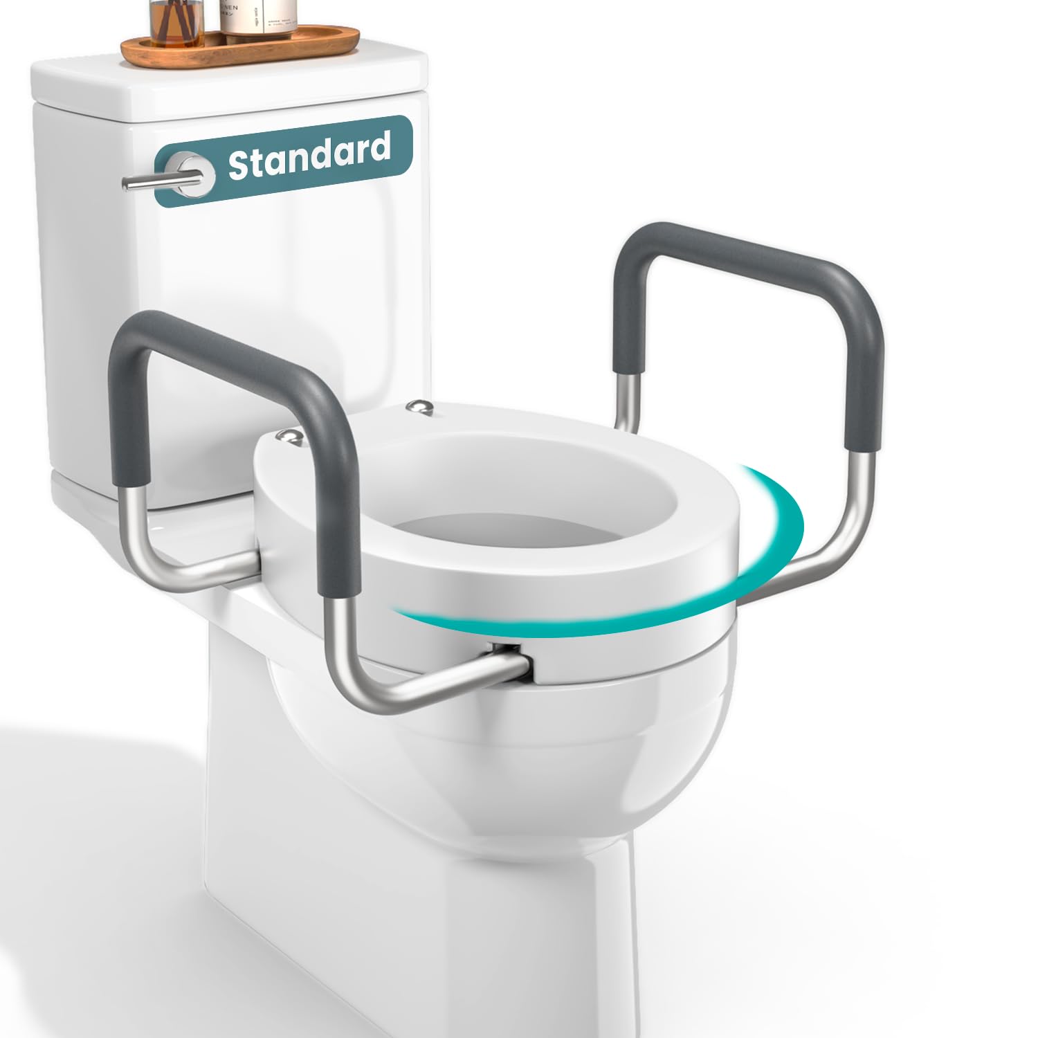 PELEGON Raised Toilet Seat With Handles (300lb) Toilet Seat Risers for ...