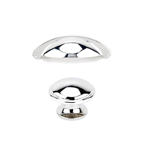 Chrome Cup Shell Pull Door Drawer Finger Handle Back Fix 64mm: Amazon ...