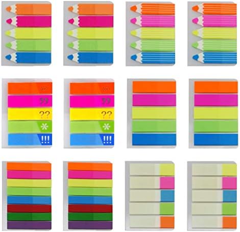 Buy 4A Sticky Notes Flags Set,Neon Color Index Label, Transparent Tabs ...