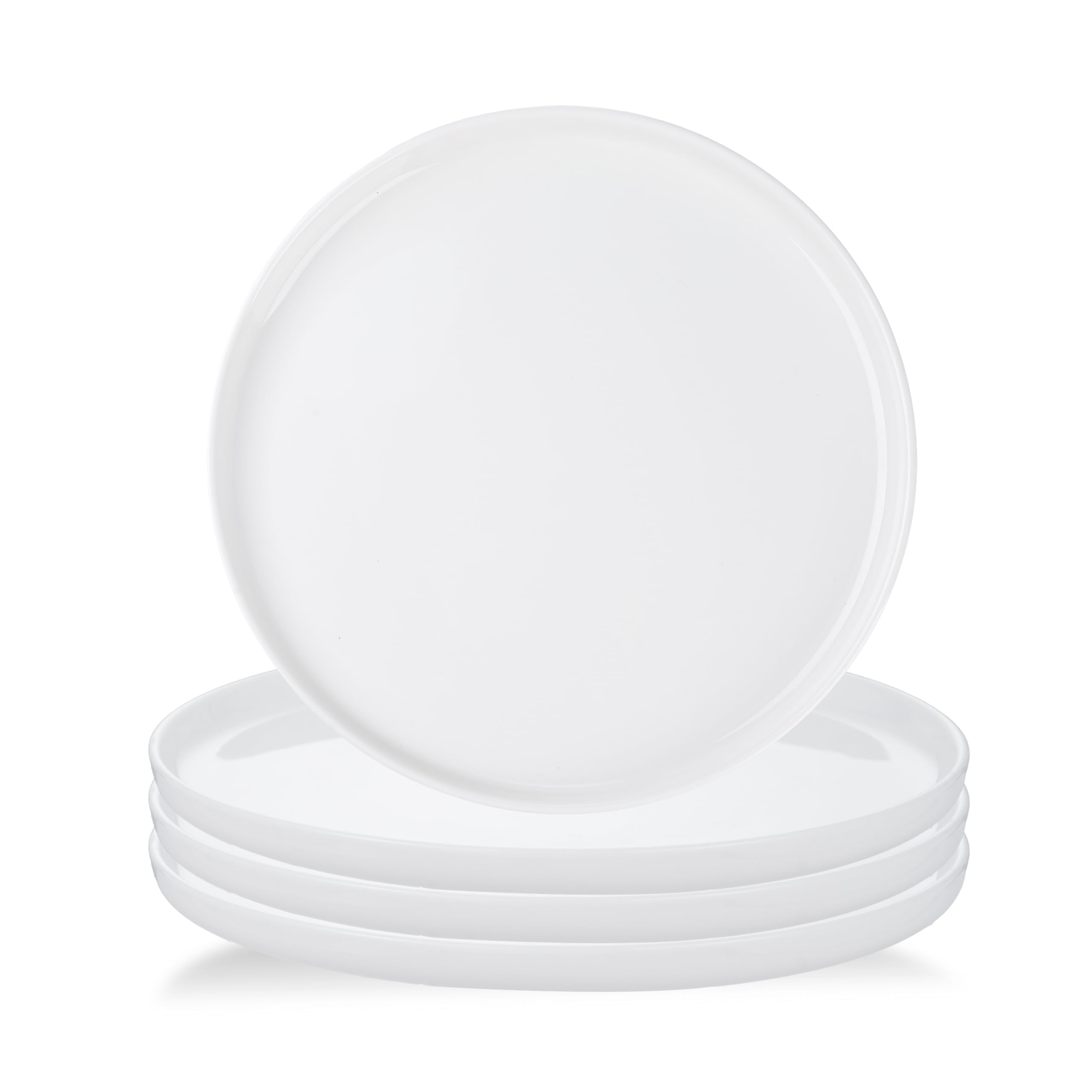 Denique Pars 10" White Plain Ceramic Dinnerware Set - Box of 4 Large ...