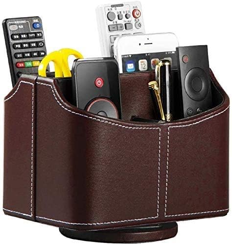 Remote Control Holder Organizer Storage Box Case PU Leather Coffee ...