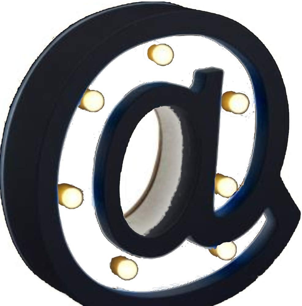 The @ Sign Symbol Metal Decorative Light Up LED Mood Light — Black ...