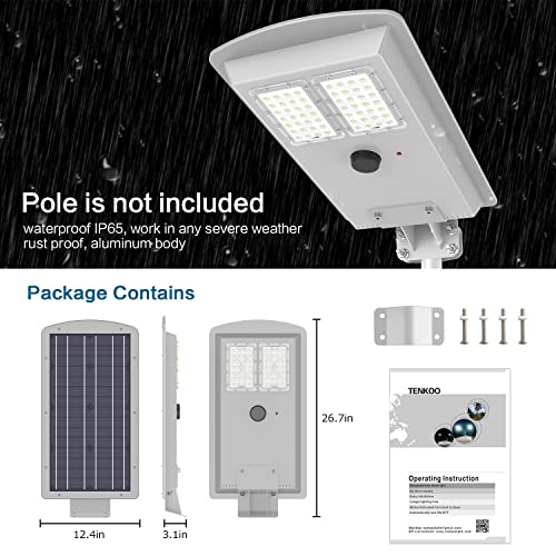 TENKOO Solar Street Lights Outdoor IP65 Motion Sensor Led Parking Lot Lighting Dusk To Dawn ...