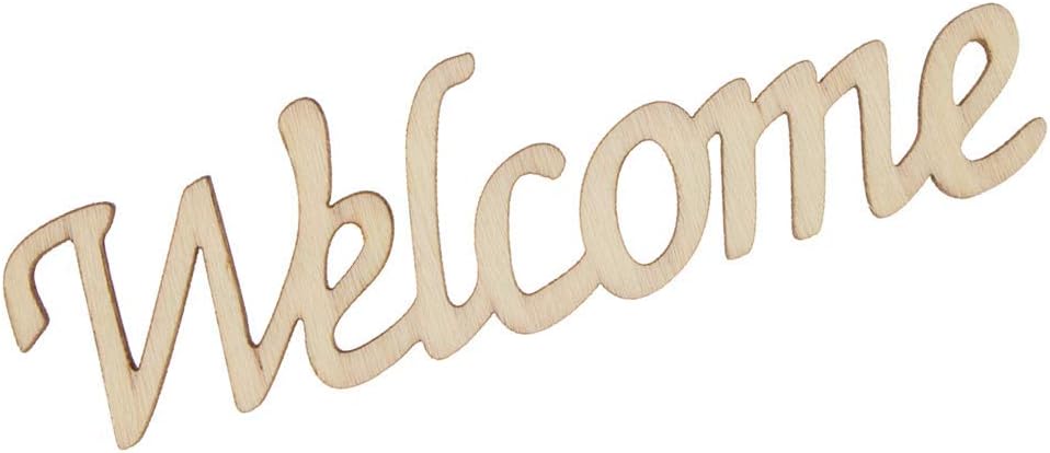 Welcome Letters Design, 4.3 x 1.2 Inch Natural Wooden Wall Hanging ...