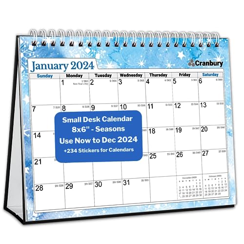 CRANBURY Small Desk Calendar 2023-2024 - (Seasons) 8x6 Standing Desk ...