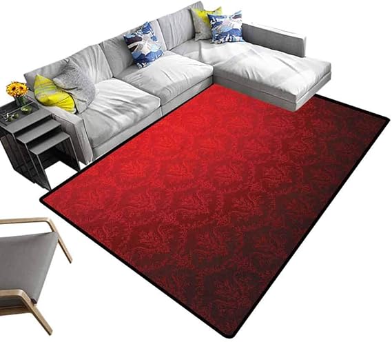 Amazon.com: Soft Carpet Dark Red, Durable Floor Carpet Antique Floral ...