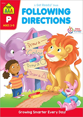 School Zone - Following Directions Workbook - 32 Pages, Ages 3 to 5 ...