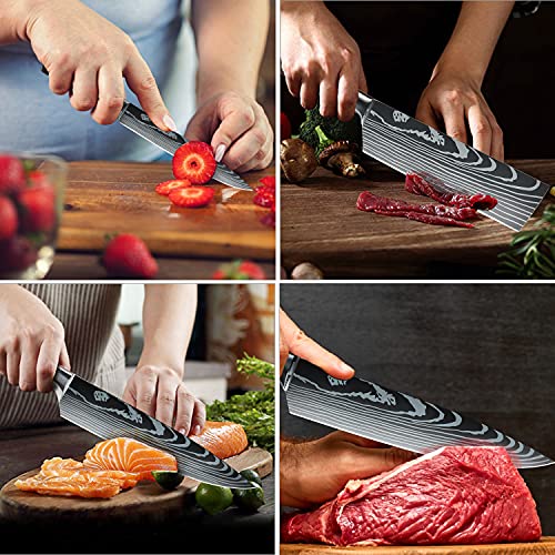 Dfito Kitchen Chef Knife Sets, 3.5-8 Inch Set Boxed Knives 440A ...
