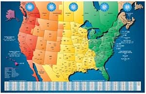 Amazon.com: ImageAbility North America Laminated Gloss Time Zone Area ...