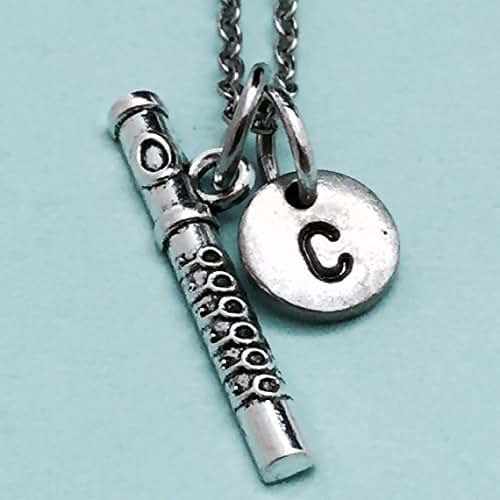 Amazon.com: Flute necklace, flute charm, musical instrument necklace ...