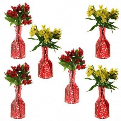 6 Foldable Collapsible Red Plastic Flower Vases: Amazon.in: Home & Kitchen