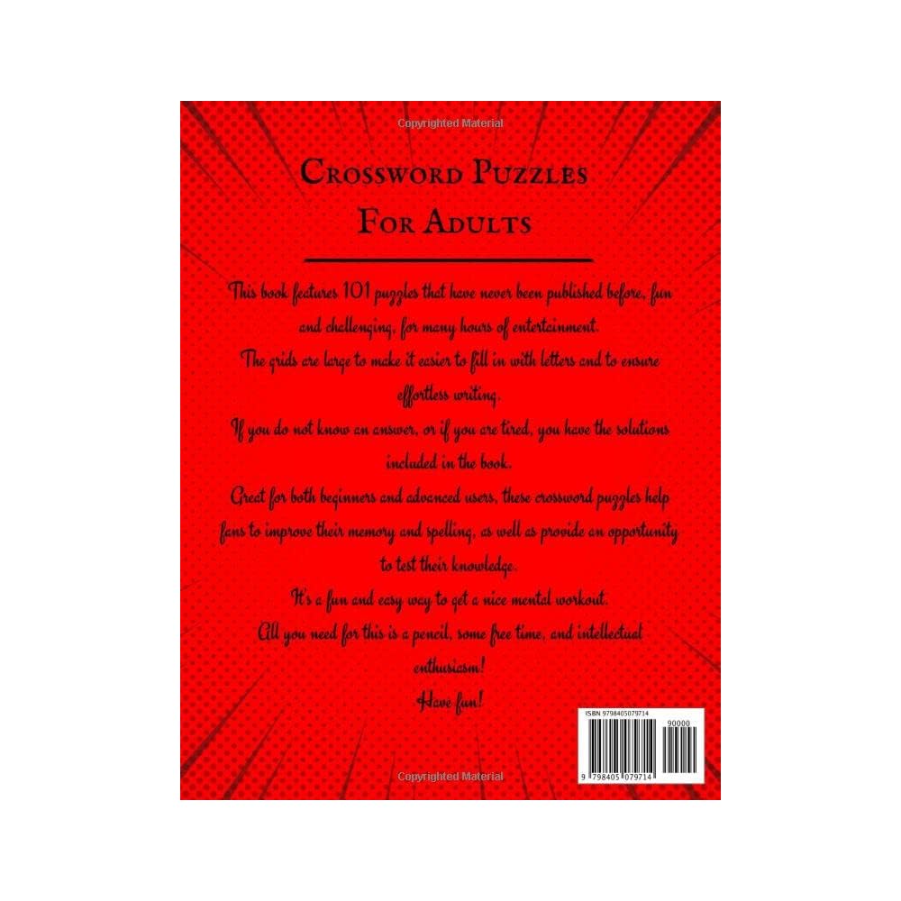 Buy Crossword Puzzles For Adults Medium Level Crossword Puzzles For