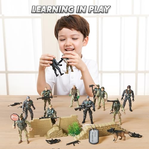JOYIN 16 PCs Army Men Playset with 12 Realistic Army Ranger Men Action ...