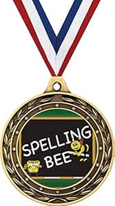 Amazon.com : Spelling Bee Gold Duo Medal, 3" Spelling Prizes, Kids ...