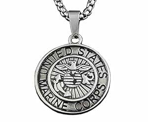 Titanium Stainless Steel Military USMC Marine Corp Pendant Necklace ...