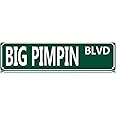 Amazon.com: Qianyin Big Pimpin BLVD Metal Street Tin Sign Funny Vintage ...