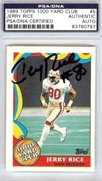 Jerry Rice Autographed Signed 1989 Topps 1000 Yard Club Card #83760797 ...