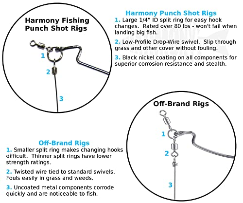 Punch Shot Rig Kit (4/0 EWG Hooks) [Interchangeable Hook Leadered ...