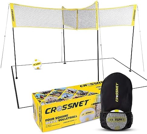 CROSSNET Four Square Volleyball Net & Game Set - Volleyball Set for ...
