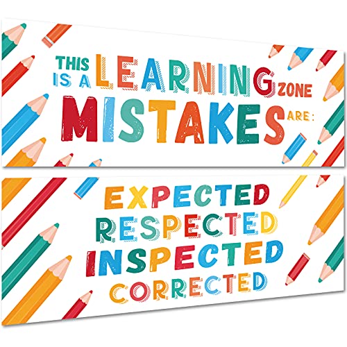 2 Pack Motivational Classroom Decorations Banner Posters for Teachers ...