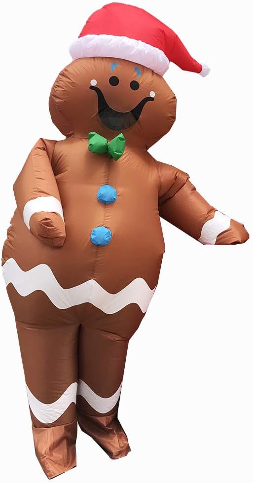 eLUUGIE Inflatable Costume Ginger Man Christmas Costume Blow Up ...