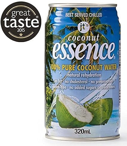 Pack of 24 320ml JT's Coconut Essence Natural 100% Pure Coconut Water ...