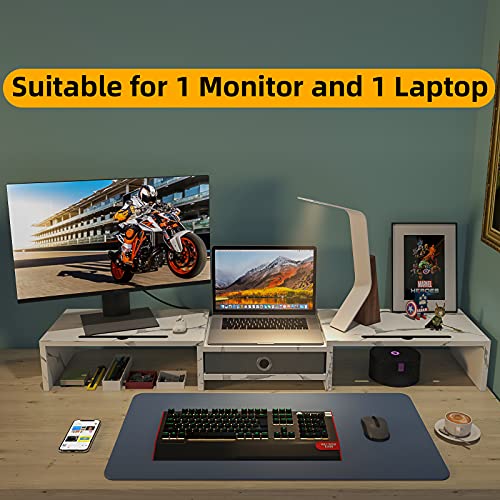 WESTREE Dual Monitor Stand Riser with Drawer-Monitor Stand Riser for 2 ...