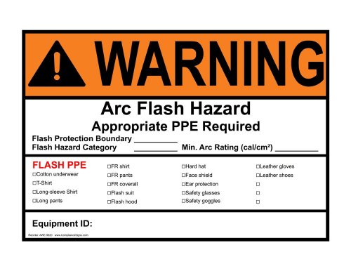 Buy Arc Flash Hazard PPE Required Sign, 5x3.5 in. 4-Pack Magnetic for ...