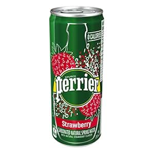 Perrier Carbonated Natural Spring Water Strawberry Slim Cans, 250ml, 30 ...
