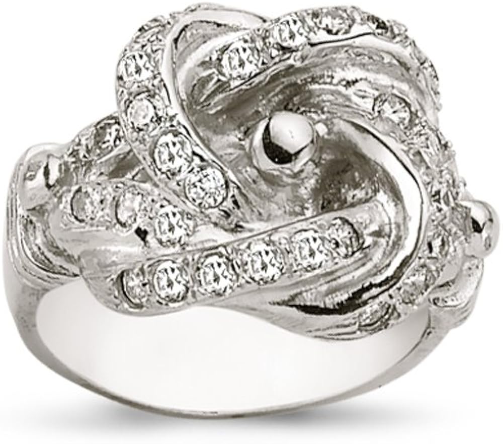 Silver Mens Cubic Zirconia Knot Ring: Amazon.co.uk: Jewellery