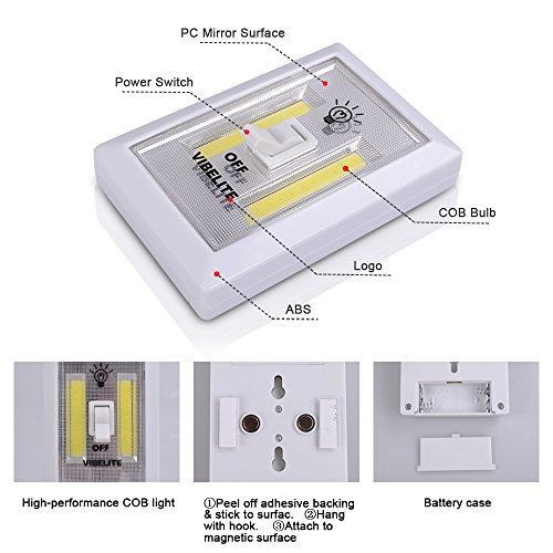 VIBELITE Battery Operated LED Night lights, COB LED Cordless Light ...