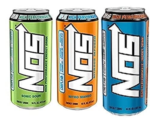 NOS High Performance Energy Drink Variety - Sonic Sour, Nitro Mango ...