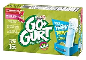 Yoplait, Go-Gurt Low Fat Yogurt Variety Pack Tubes, Strawberry/Mixed Berry, 32 oz: Amazon.com ...