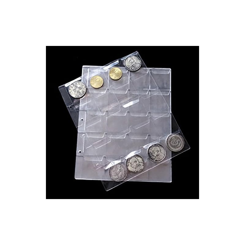 Epaler 5 Sheet 20 Pockets Plastic Coin Holders Storage Collection Money ...