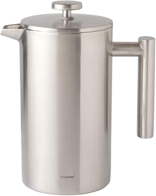 ProCook Satin Stainless Steel Double Walled Cafetiere 8 Cup / 1L ...