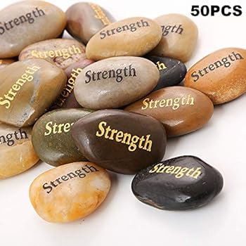 Amazon.com: 50PCS Strength RockImpact Strength Stone Encouragement ...