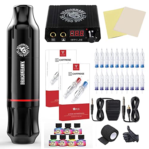 Dragonhawk Tattoo Pen Kit M7 Tattoo Gun Machine Cartridge Needles ...