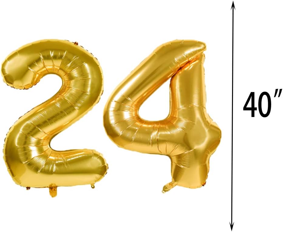 24th Birthday Decorations Party Supplies,24th Birthday Balloons Gold ...