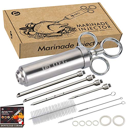 OFG 304-Stainless Steel Meat Injector Syringe Kit with 3 Marinade ...