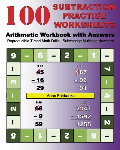 100 Subtraction Practice Worksheets Arithmetic Workbook with Answers ...