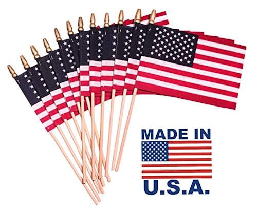 TUTARE 50 Little USA Flags | 12"X18" Inch Hand Held Flags For Memorial ...