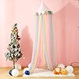 Amazon.com: Rainbow Bed Canopy for Girls,Shiny Kids Princess Round Dome ...