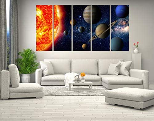 Amazon.com: Framed Solar System Wall Art Canvas Print, Planet Wall ...