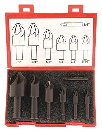 Countersink Set, 7 PC, 6 FL, 90 Deg, Cobalt: Combined Drill ...