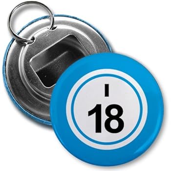 Amazon.com: BINGO BALL I18 EIGHTEEN BLUE 2.25 inch Button Style Bottle ...