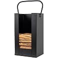 Amazon.com: Kindling Firewood Holder in Black | Decorative Metal ...